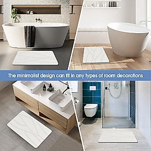 Veeloim Stone Bath Mat Diatomaceous Earth Shower Mat Non-Slip Super Absorbent Stone Bath Mats for Bathroom/Kitchen Counter Quick Drying Diatomite Bath Stone Mat Large Easy to Clean(23.6×15.4" White)