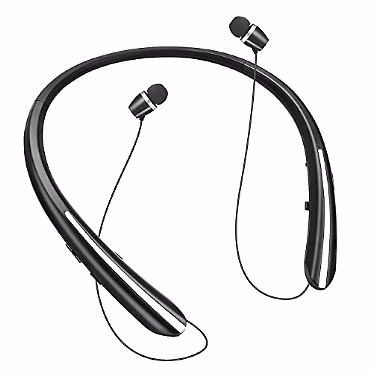 Retractable Bluetooth Headphones Neckband, Wireless Headsets Stereo Earbuds Earphone Noise Canceling with Mic Compatible with iPhone,Samsung,Android,iPad,PC