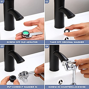 2Pcs Faucet Extender for Bathroom Sink with 2 Water Outlet Modes, Universal 1080° Rotating Robotic Arm Faucet Aerator, Brass Sink Faucet Attachment, for Kitchen & Bath Faucet Parts Replacement