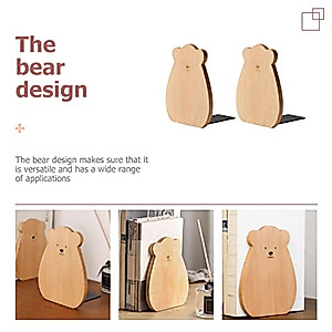 Generic 2Pcs Wooden Bookends Cartoon Animal Bookends Nonskid Creative Wood Book Stopper Stationery Book Supports Stands Kids Table Gifts