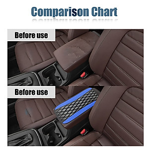 Car Center Console Cover, Universal Leather Waterproof Armrest Seat Box Cover Protector, Comfortable Car Decor Accessories Fit for Most Cars, Vehicles, SUVs -Blue