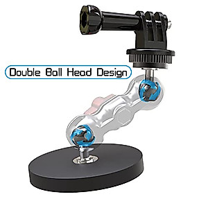 SUREWO Magnetic Camera Mount with Mini Universal Head, Magnetic Mount Base Stand with 1/4"-20 Thread Compatible with GoPro Hero 12 11 10 9 8 7 6 5 Black,D JI Osmo Action 4/3,AkASO and More