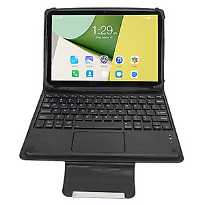 GLOGLOW FHD Tablet, 8GB RAM 256GB ROM 2 in 1 10.1 Inch Tablet Black 100-240V 8MP Front 16MP Rear with Keyboard for Reading for Android 12 (US Plug)