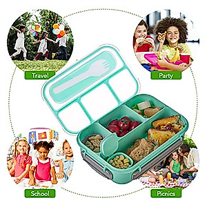 ZPIMY Bento Box Adult Lunch Box, Lunch Box Kids, 1300ML Kids Lunch Box Adult with 4 Compartment, Lunch Box Containers for Adults/Kids/Toddler, Microwave/Dishwasher/Freezer Safe (Green)