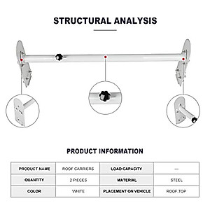 STAYTOP 2 Bars Van Racks Adjustable Van Roof Ladder Rack Carrier 2 Cross Bars 78.8in Steel Utility Ladder Truck Pickup Rack for Chevy Express 2500 for GMC Savana with Rain Gutters