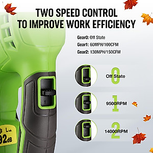 WORKPRO Cordless Leaf Blower, 20V Battery Powered Leaf Blower for Lawn Care, 2-Speed Control Lightweight Mini Electric Leaf Blower with Battery and Charger