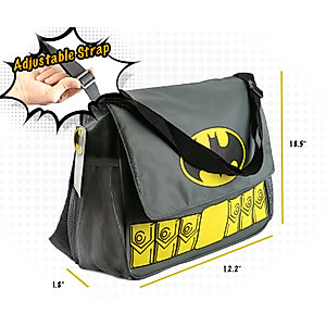 DC Comics Batman Grey Diaper Bag Includes Changing Pad and Bottle Pouch