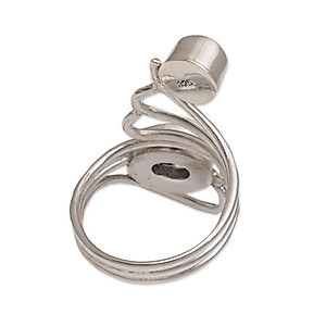 NOVICA Artisan Handmade Amethyst Pearl Ring Sterling Silver Purple White Multi Stone Wrap Indonesia Birthstone [crownbezel 1 in L x 0.5 in W x 0.2 in H Band Width 5 mm W] ' Pure in Heart'