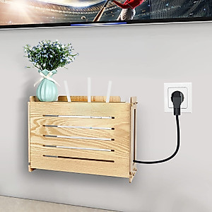 BEARUT Router Shelf Wireless WiFi Modem MDF Shelf Router Cover Power Strip and Cable Management Storage Box Hider Rack Organizer MDF