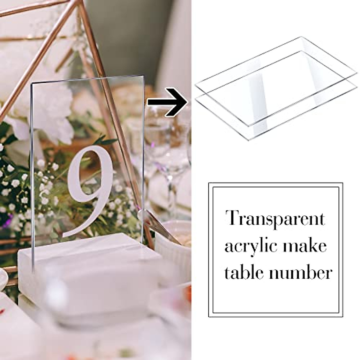 120 Pcs Clear Acrylic Place Cards Acrylic Name Cards Acrylic Table Number Card Blank Acrylic Name Plate Acrylic Seating Chart Cards Sign for Wedding DIY Table Setting Banquet Party (Rectangular Style)