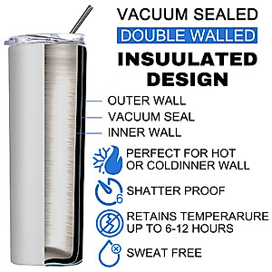 Personalized Skinny Tumbler Custom Stainless Steel Skinny Tumblers with Lids and Straws Customized Insulated Engraved Skinny Tumbler with Name 20 Oz for Men Women Mother's Day Father's Day Graduation