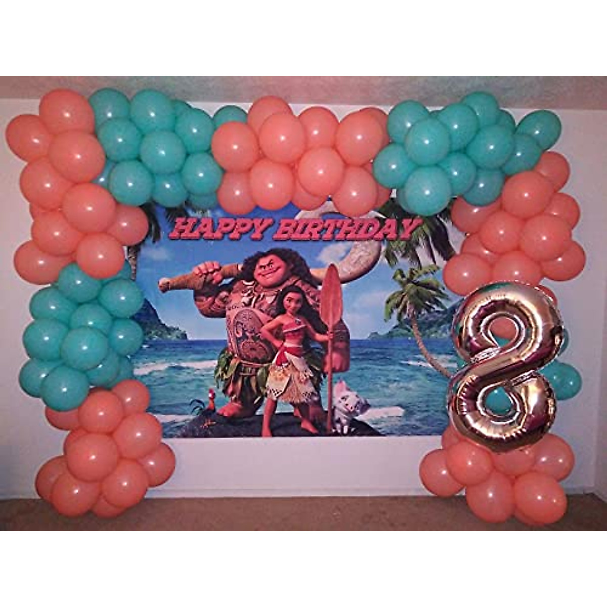 Moana Maui Backdrop Girl Birthday Party Background Cake Table Dress-up Banner Supplies Photobooth Props (7X5FT)
