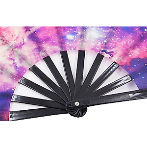 Amajiji Large Galaxy Folding Fan, Chinease/Japanese Folding Nylon-Cloth Hand Fan, Hand Folding Fans for Women/Men, Hand Fan Festival Gift Fan Craft fan Folding Fan Dance Fan (AM2)