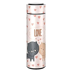 CaTaKu Love Cats Cute Water Bottle Insulated 16 oz Stainless Steel Flask Thermos Bottle for Coffee Water Drink Reusable Wide Mouth Vacuum Travel Mug