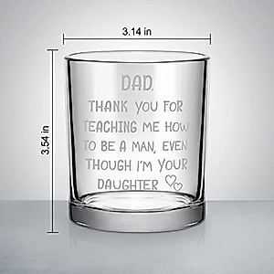 Modwnfy Funny Dad Gift from Daughter, Dad Whiskey Glass, Father Thanks Old Fashioned Glass, Father’s Day, Christmas, Birthday, Thanksgiving Day Gift from Daughter, 10 Oz