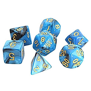 SUWEILE SZSZ 7pcs/Set Acrylic Dice Set Different Shapes Digital Dice for RPG MTG DND Board Game Role Playing Games 0212 (Color : F)
