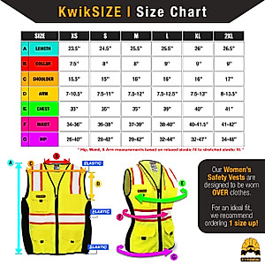 KwikSafety FIRST LADY Safety Vest for Women [SNUG-FIT] 9 Pockets, Class 2 Custom High Visibility Reflective ANSI OSHA Fitted Construction Work PPE/Yellow Small