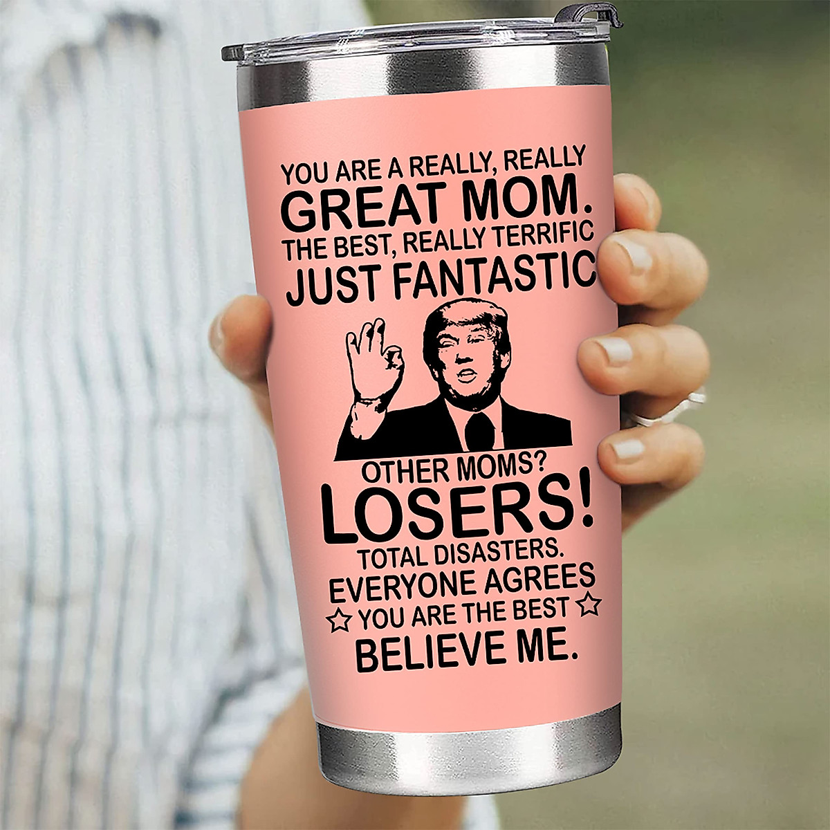Mothers Day Gifts for Mom from Daughter, Son, Kids - Great Presents Mom Birthday Gifts for New Mom - Tumbler 20oz, Pink