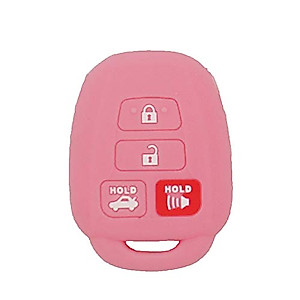 LemSa 2 Pack Keyless Entry Remote Car Key Fob Outer Shell Cover Soft Rubber Silicone Protector Keyless Jacket Case for Toyota Camry Avalon Corolla RAV4 Highlander Venza HYQ12BDM, Black Pink