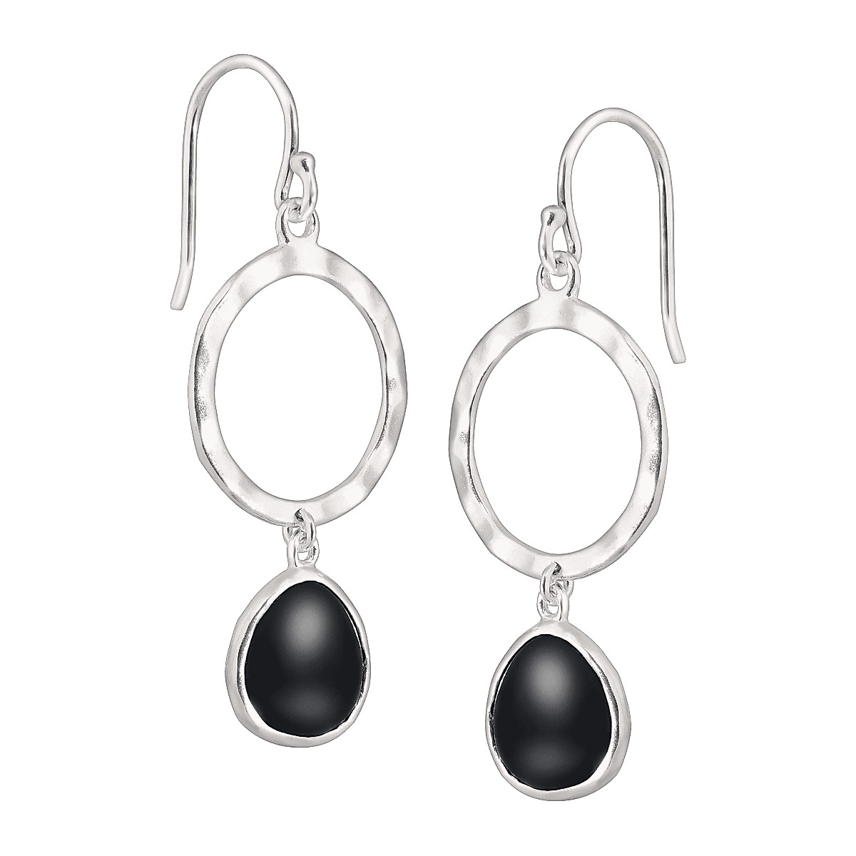 Silpada &#039;Dark Halo&#039; Natural Black Agate Drop Earrings in Sterling Silver