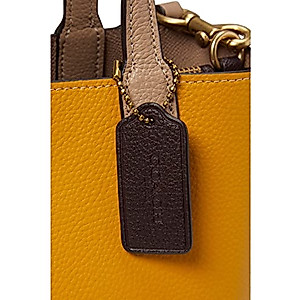 COACH Color-Block Leather Willow Tote 24 Yellow Gold Multi One Size