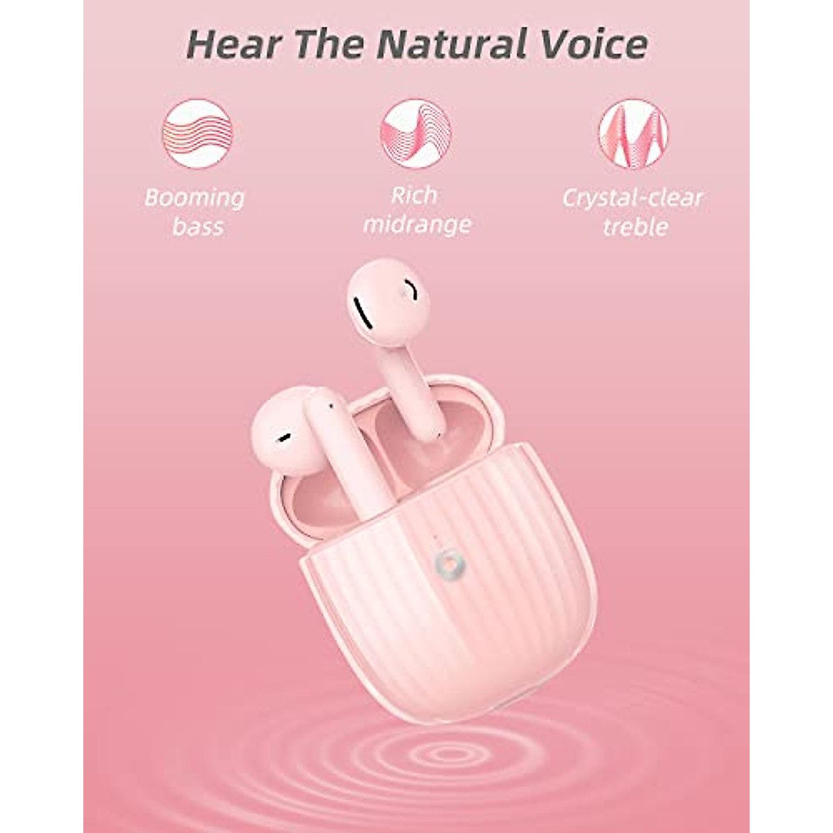 GIEC Wireless Earbuds Bluetooth Earbuds with Microphone Noise Canceling Earbuds Wireless Earphones for Android iOS Phone in Ear Headphone Woman True Wireless Stereo Small Earphones Pink