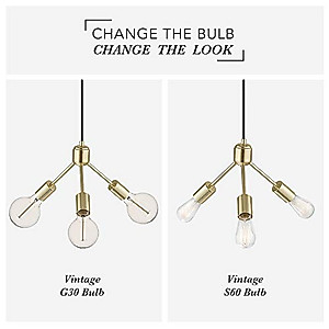 Globe Electric Novogratz x Globe Wyatt 3-Light Chandelier, Gold, Matte Black Cloth Cord 60753