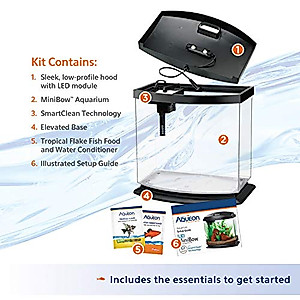 Aqueon LED MiniBow Aquarium Kit with SmartClean Technology, White, 2.5 Gallon