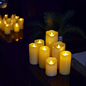 HoogaLife Flameless Candles Flickering Flame Effect (D 3" x H 4") Ivory Auto-Moving 3D Wick, LED Pillar Candles Real Wax with Timer Battery Operated and Remote to Buy Separately