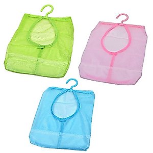 Cosmos Pack of 3 Assorted Colors Clothespin Bag with Hanger Multi-Purpose Mesh Organizer Bag