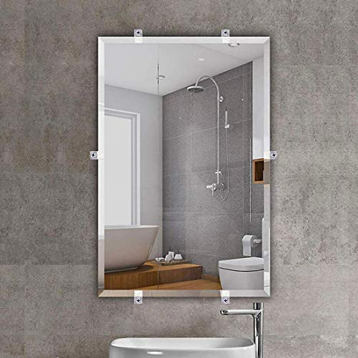 BAGTeck 22 Sets of Mirror Holder Clips Kit，Crystal Clear Plastic Mirror Clip, Mirror Holder Clips Glass Retainer Clips Kit，Mirror Hanging kit with Screws and Fixed Mirror Box Door