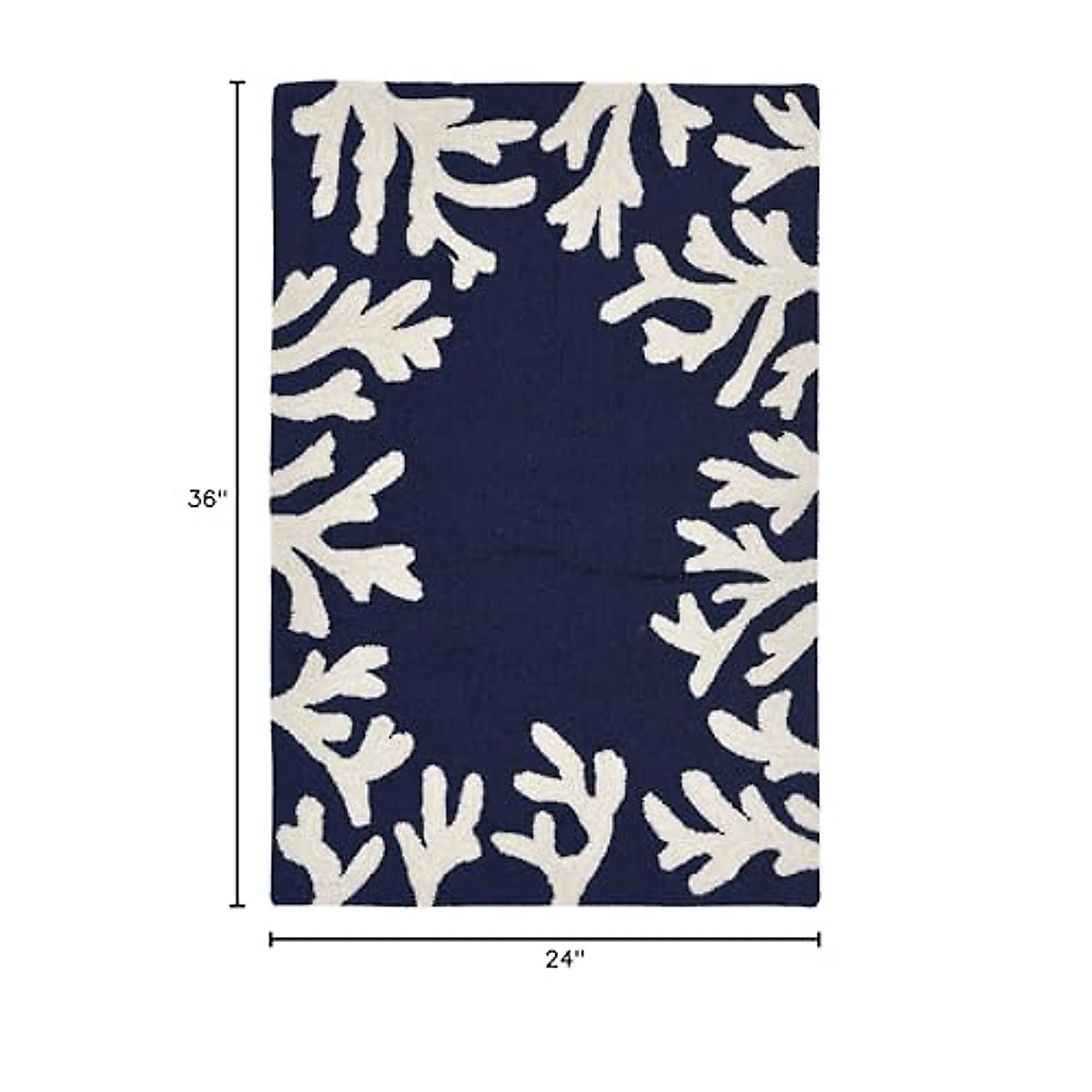 Liora Manne CAPRI Indoor/Outdoor Handmade Synthetic Blend Durable Area Rug - Traditional Border Coastal Beach Accent (Coral Border Navy) (2' x 3')