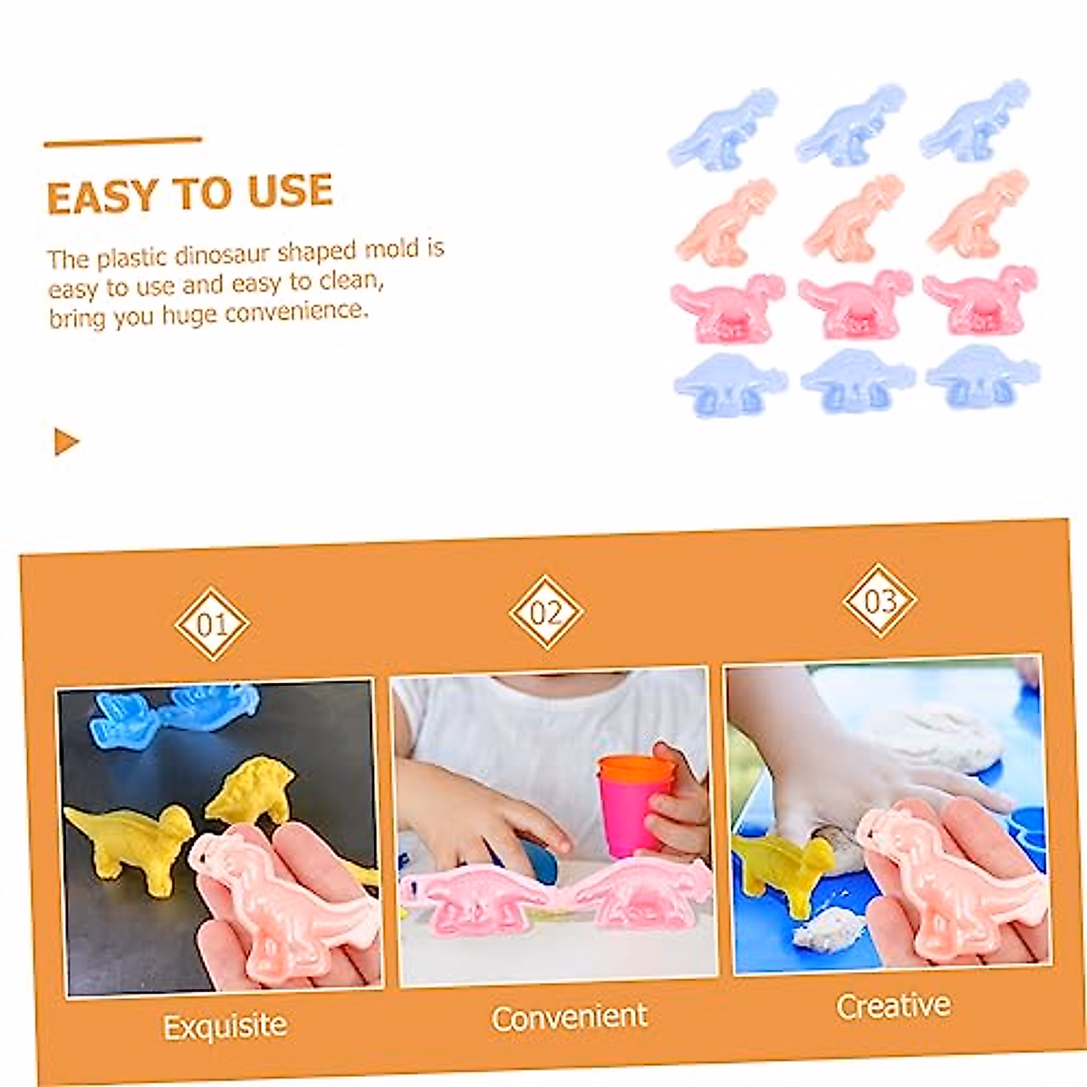 TOYANDONA 12pcs Dinosaur Clip Mold Cookie Dough Arts and Crafts for Kids Tools for Kids Dough Molds for Kids Pie Crust Dough Toys Dinosaur Dough Set for Kids Modeling Clay Mold Dinosaur Mold