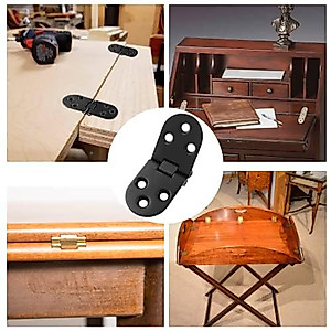Auvotuis 4Pcs Heavy Duty Folding Table Hinges, Black Sewing Machine Flip Top Hinge Zinc Alloy Butler Tray Hinge with Mounting Screws for Drop Front Desk Drawer, Doors (3.1 x 1.18inch)
