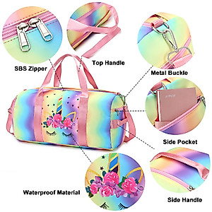 BLUBOON Duffle Bag Girls Kids Cute Gym Bag with Shoes Compartment & Wet Separation Waterproof Sports Overnight Travel Bag Dance Bag