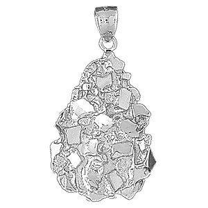 Jewels Obsession Nugget Pendant | Sterling Silver 925 Nugget Pendant - 45 mm