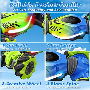 Fosgoit Gesture RC Car, Gesture Sensing RC Stunt Car Toy for Boys Girls, Best Birthday Gift Toys for Kids Age 8-13 6 7 8 9 10 11 12 yr, Double Sided Rotating RC Drift Car, Off Road with Lights Music