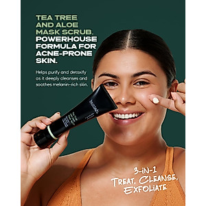 Buttah Skin by Dorion Renaud Tea Tree & Aloe Exfoliating Scrub 3oz - Multi-Tasking Cleanser - Tea Tree Oil & Kaolin Clay Treatment - Naturally Based Skin Care for Men & Women - Black-Owned Skincare