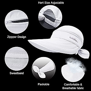 Wide Large Brim Sun Hat Summer UV Protection Thin Hat 2 in 1 Beach Sun Hat,White,One Size