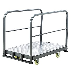 Garvee Steel Panel Truck Cart 2000 lbs Heavy Duty Platform Truck Cart 2 in 1 Lumber Cart Drywall Dolly Cart, Flatbed Cart with 2 Side Handrails 4 Swivel Casters for Luggage Cargo Dry Wood Move