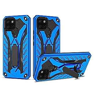 Back Case Cover Compatible with Infinix Smart 6,Military Grade Strong Two Layer PU+TPU Hybrid Full Body Case,Bracket Protective Dustproof Shockproof Cover Protective Case (Color : Jewel Blue)