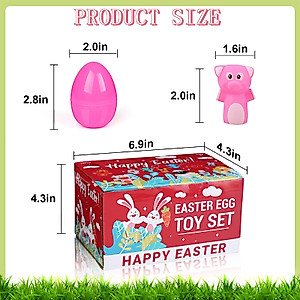 Easter Eggs with Animal Finger Puppets for Easter Eggs Hunt, Easter Basket Stuffers, Party Favors, Classroom Prize Supplies 12pcs