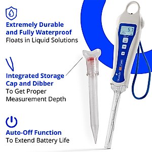 Bluelab PENSOILPH Soil pH Pen, Digital Meter and Water Test Kit, Also Used for Coco and Rockwool with Easy Calibration for Hydroponic System and Indoor Plant Grow, Clear