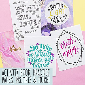 STMT DIY Make Your Mark Hand Lettering Set, Step-By-Step Beginner Modern Calligraphy Hardcover Workbook, Includes Practice Sheets, Stencils, Flexible Fine Tip & Brush Markers, DIY Calligraphy Kit
