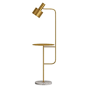 Hsyile Lighting KU300217 Contemporary Modern Creative Floor Lamp with a Table,Suitable for Living Room,Den,Office,Bedroom - E26 Bulb - Brushed Brass Finish