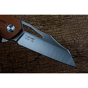 TwoSun Y-START Folding Outdoor Camping Hunting Knife TS132 D2 Blade Linen Handle