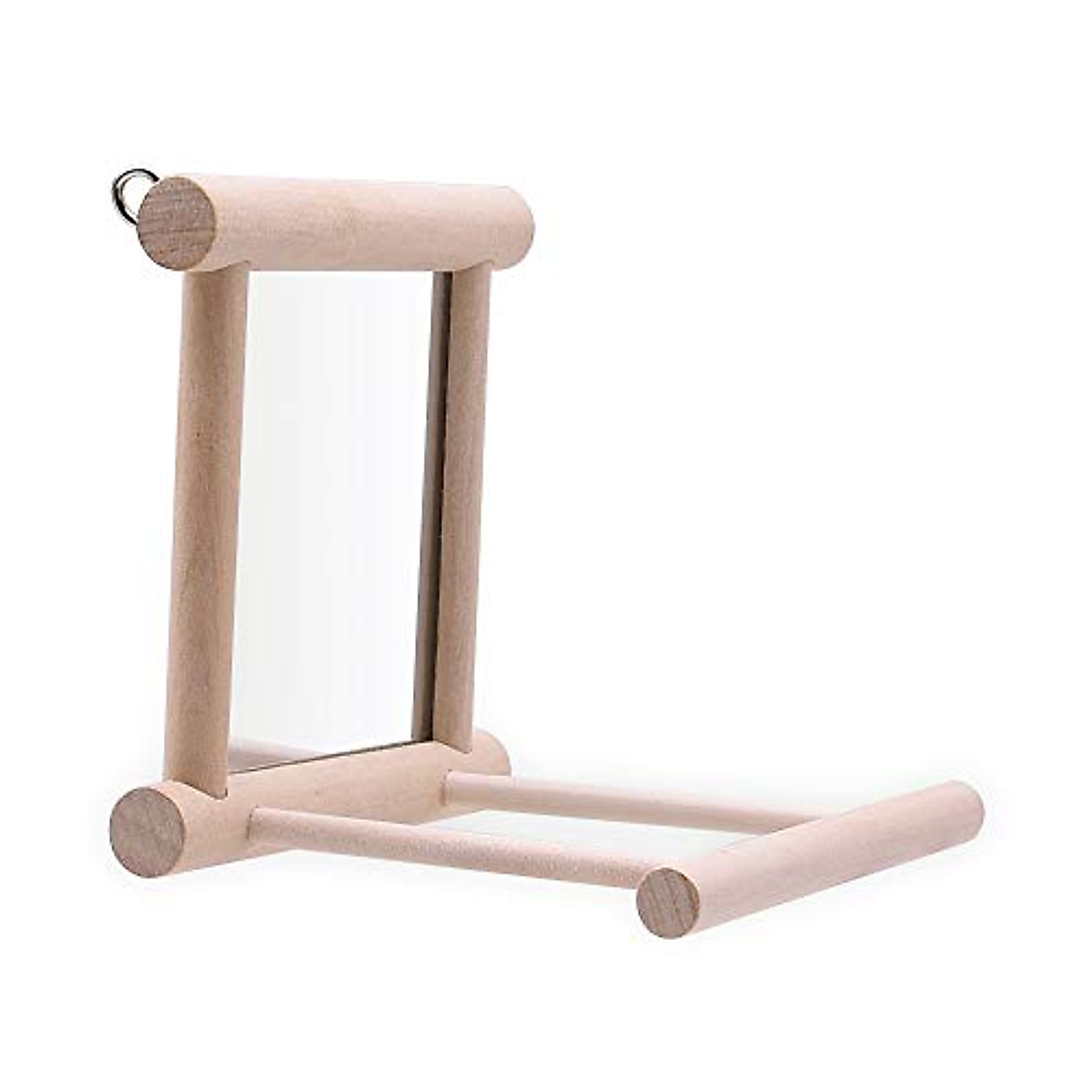 HANZE Bird Mirror with Swing Hummingbird Swing Bird Perches for Parrots Stand Wooden Swing Toy for Macaws Lovebird Cockatoo Parakeet Conure Finch Cockatiels,4 Pack