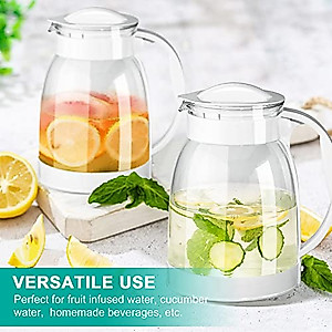 Glass Pitcher - HIHUOS 68oz Water Pitcher with Lid and Spout - Refined Beverage Pitcher with Handle for Easy Cleaning, Glass Jug for Water, Iced Tea, Juice, Lemonade
