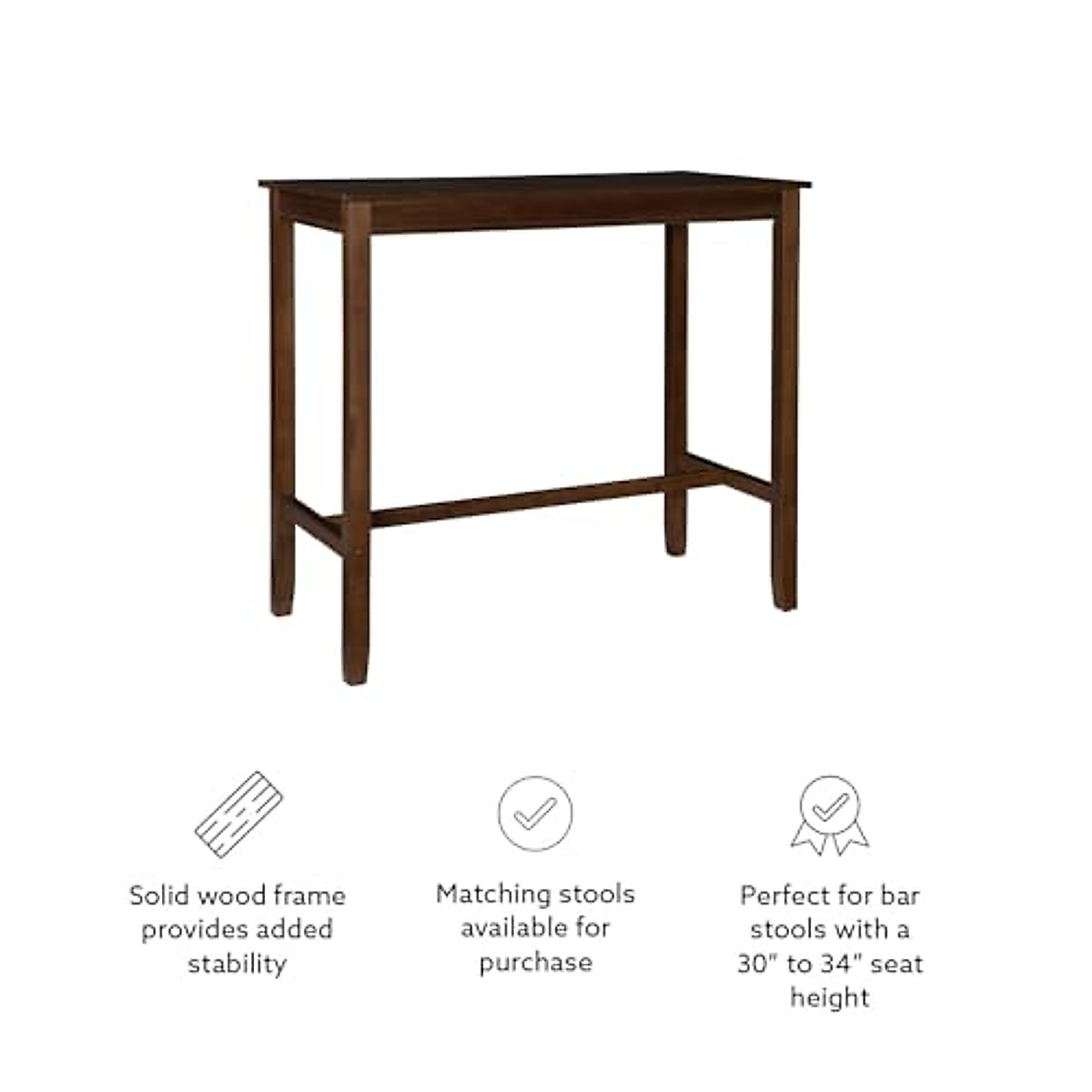 Linon 42 inch Height Pub Claridge Table, Rustic Brown Bar