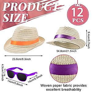 Newcotte 24 Pcs Party Hats, Straw Hats, Fedoraa Hat Bulk, Havana Cubans Party Hats with Sunglass Hawaiian, Birthday Party Supplies